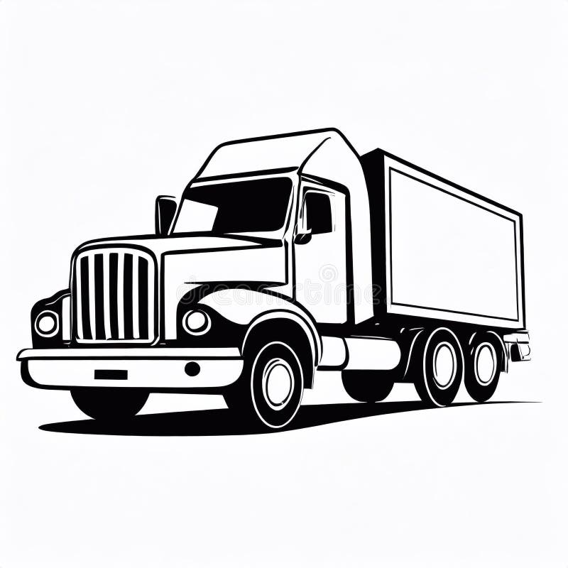 Monochrome Logo Emblem, Truck with Trailer. Stock Illustration ...