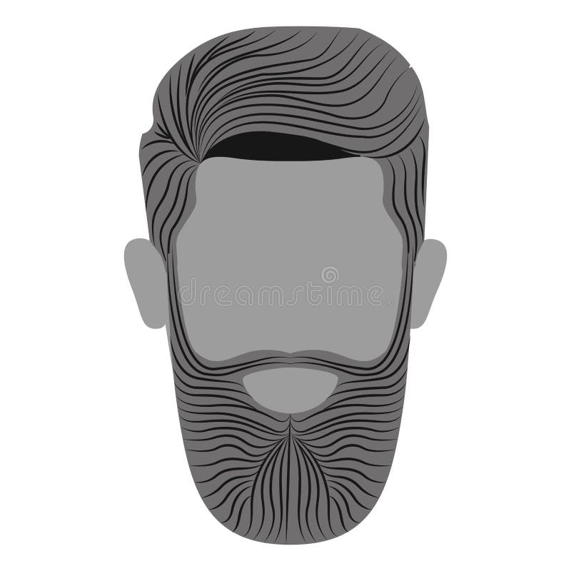 Monochrome Man Head with Beard without a Face Stock Vector ...