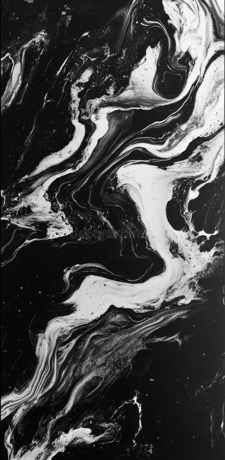 Monochrome Marble Swirl Pattern with Black and White Fluid Dynamics ...
