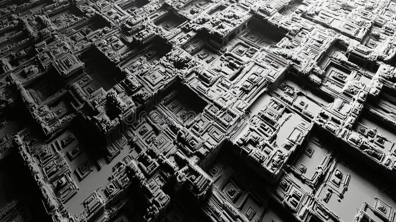 Monochrome Maze of Geometric Patterns with Depth and Texture Stock ...