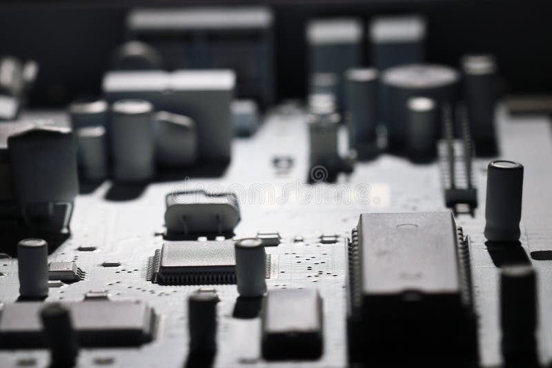 Monochrome Microelectronics Background Chips Stock Photo - Image of ...