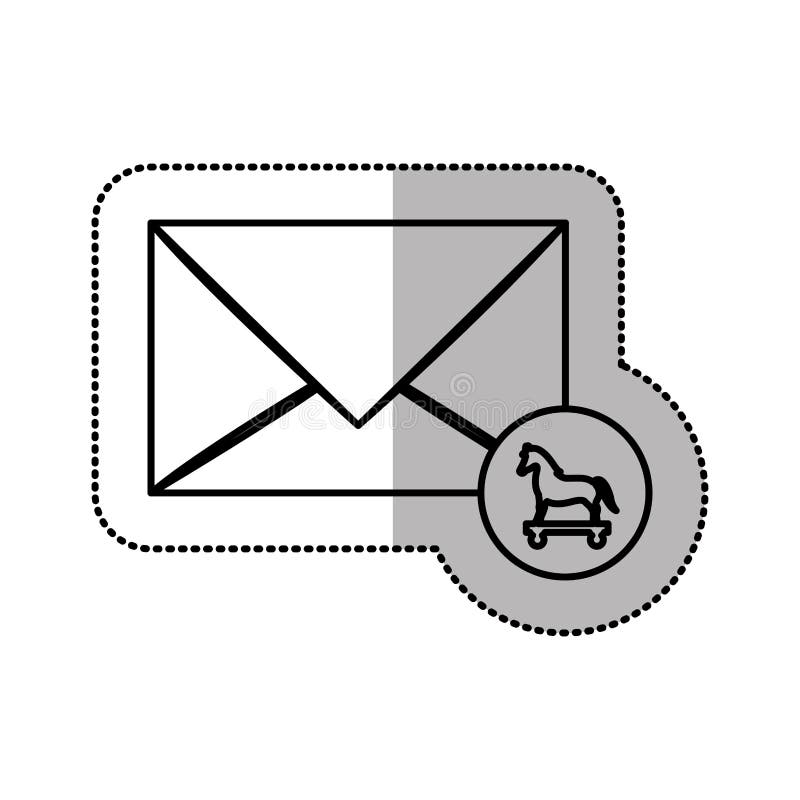 Monochrome Middle Shadow Sticker of Mail Virus Trojan Horse Stock ...