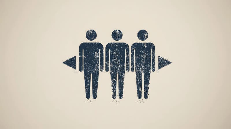 Monochrome Minimalist Illustration of Three People Connected by Arrows ...