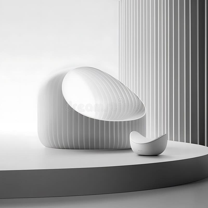 Monochrome Minimalist Interior Rendering with Geometric Shapes and ...