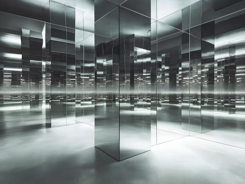 Mirrored Room, Reflections, Monochrome, Geometric, Modern, Spacious ...