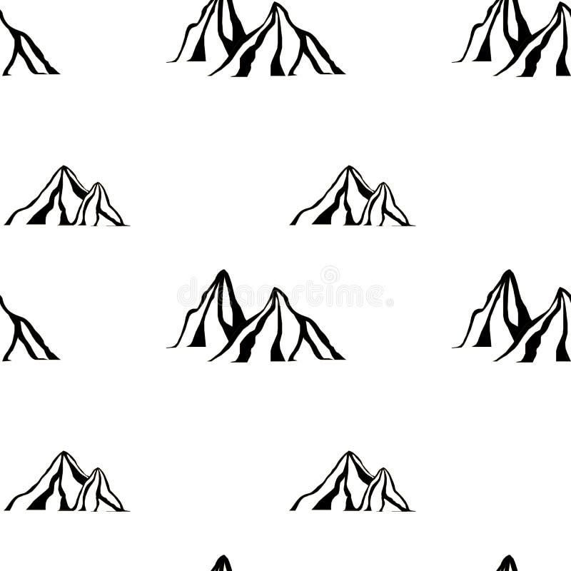 Monochrome Mountain Seamless Pattern Stock Vector Illustration Stock ...