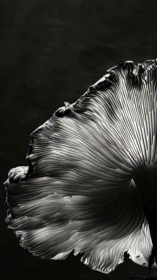 Monochrome Mushroom Gills Texture in Close-up Stock Photo - Image of ...