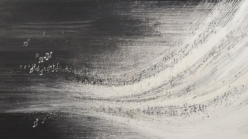 Monochrome Musical Notes on a Sweeping Canvas Stock Illustration ...