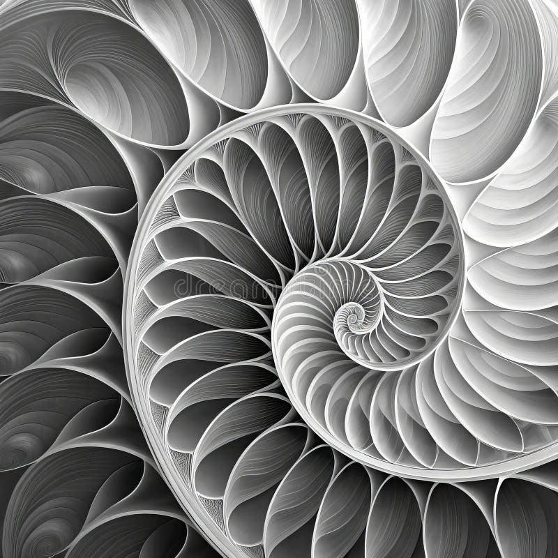 Monochrome Nautilus Shell Golden Ratio Abstract, Geometry , Pattern ...