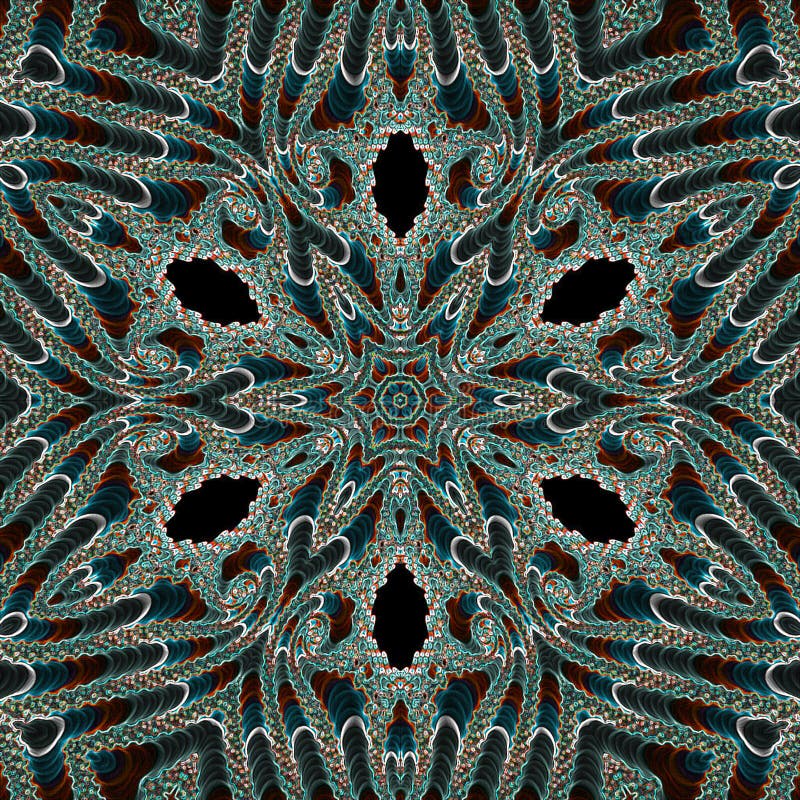 Monochrome Neon Lines Mandala, Dark Arabesque Stock Illustration ...