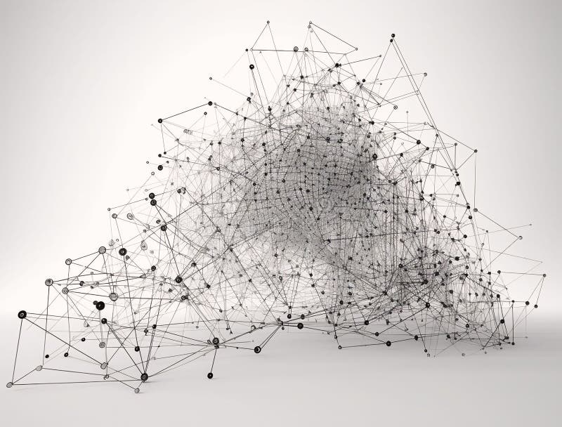 A Monochrome Network of Interconnected Nodes and Lines Creates a Sense ...