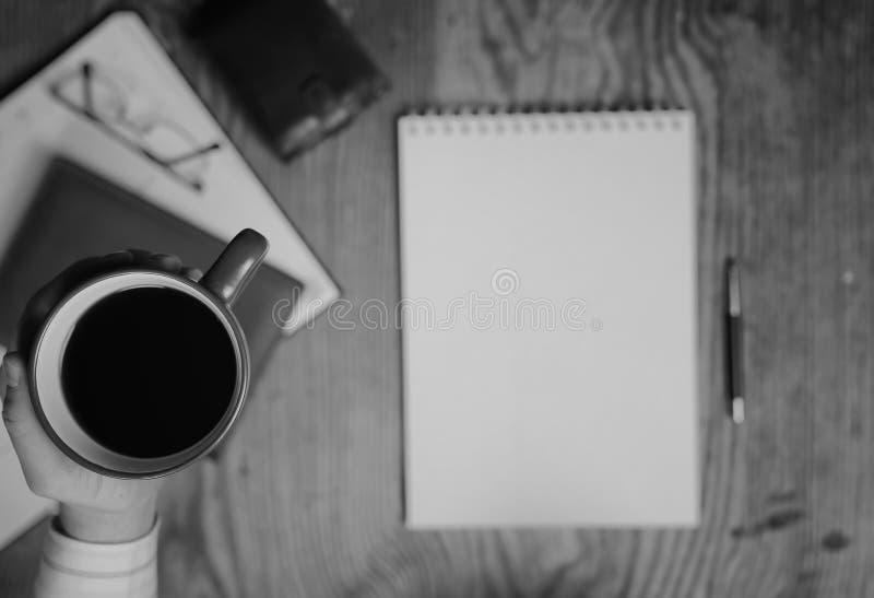 Monochrome Notebook Paper Writing Tools Stock Photo - Image of author ...
