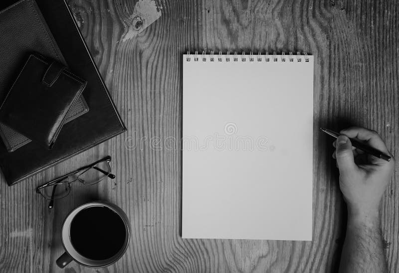 Monochrome Notebook Paper Writing Tools Stock Image - Image of concept ...