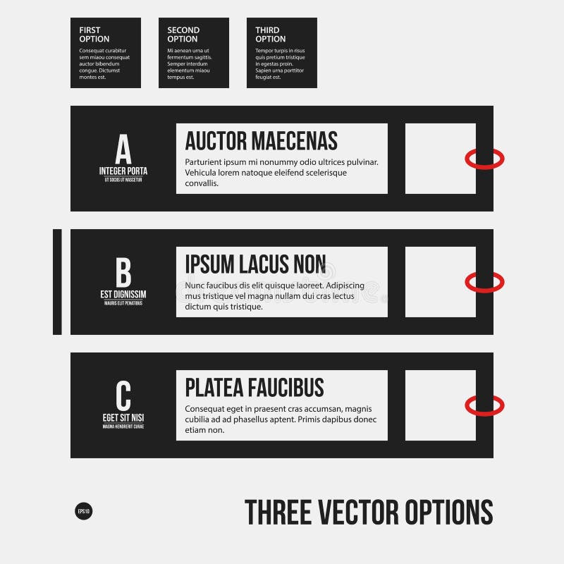 Monochrome Options Template in Strict Contrast Style Stock Vector ...