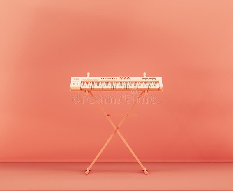 Monochrome Orange Color Studio Keyboard Stand and Keyboard on it in a ...