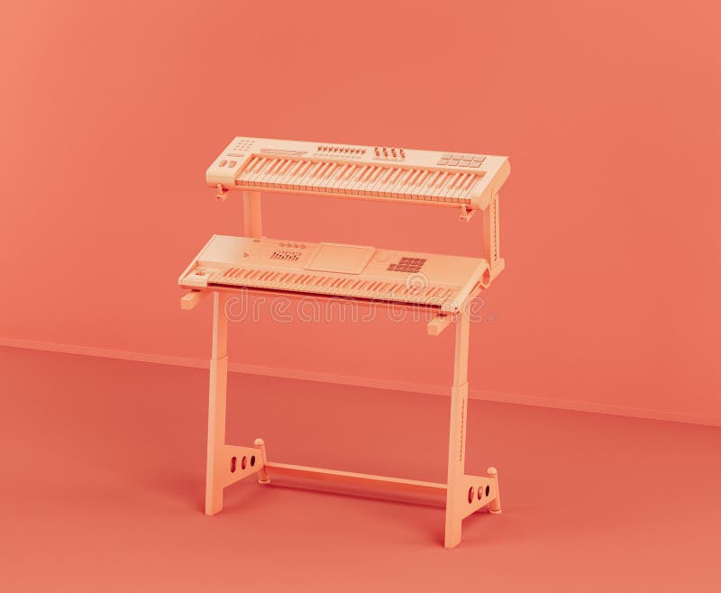 Monochrome Orange Color Studio Keyboard Stand and Keyboard on it in a ...