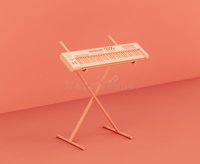 Monochrome Orange Color Studio Keyboard Stand and Keyboard on it in a ...