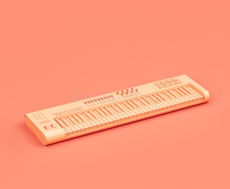 Monochrome Orange Color Synthesizer, Electronic Keyboard on the Floor ...
