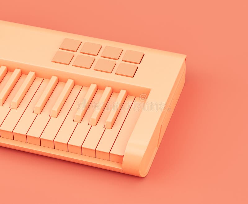 Monochrome Orange Color Synthesizer, Electronic Keyboard on the Floor ...