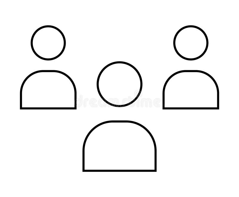 Monochrome Outline of Three Persons Symbolizing Team and Unity in ...