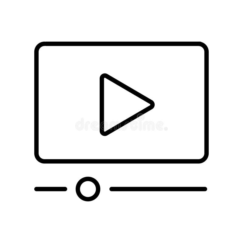 Monochrome Outline Video Player Icon Vector Button Start Broadcasting ...
