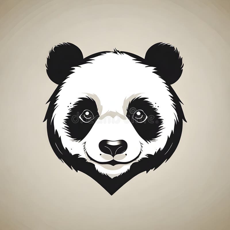 Monochrome panda Head Logo stock illustration. Illustration of mammal ...