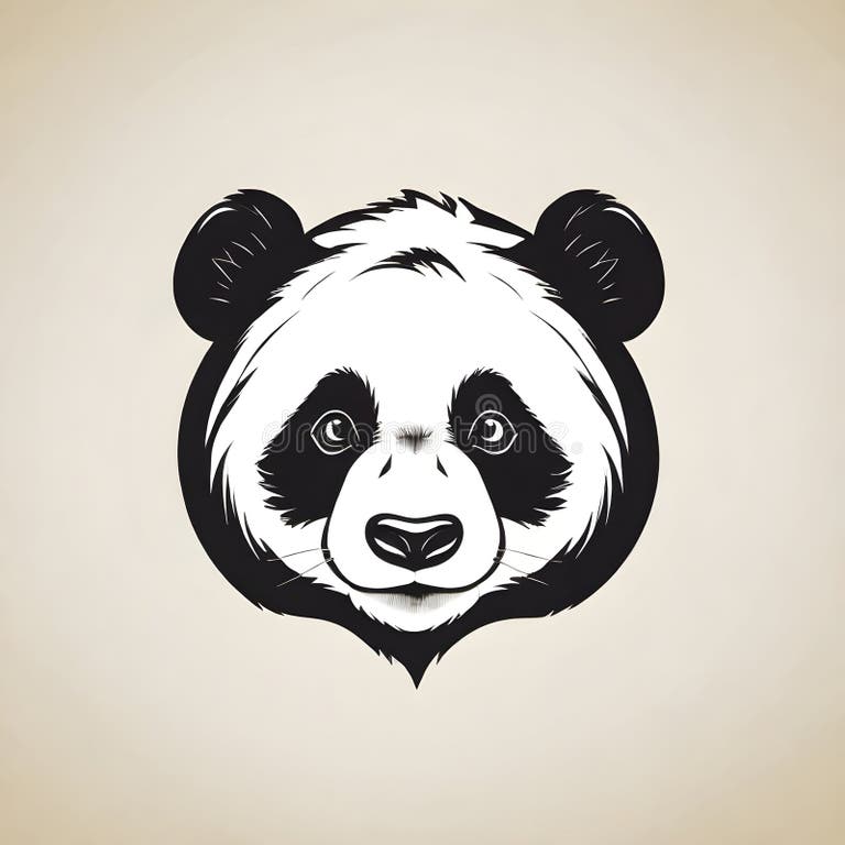 Monochrome panda Head Logo stock illustration. Illustration of doodle ...