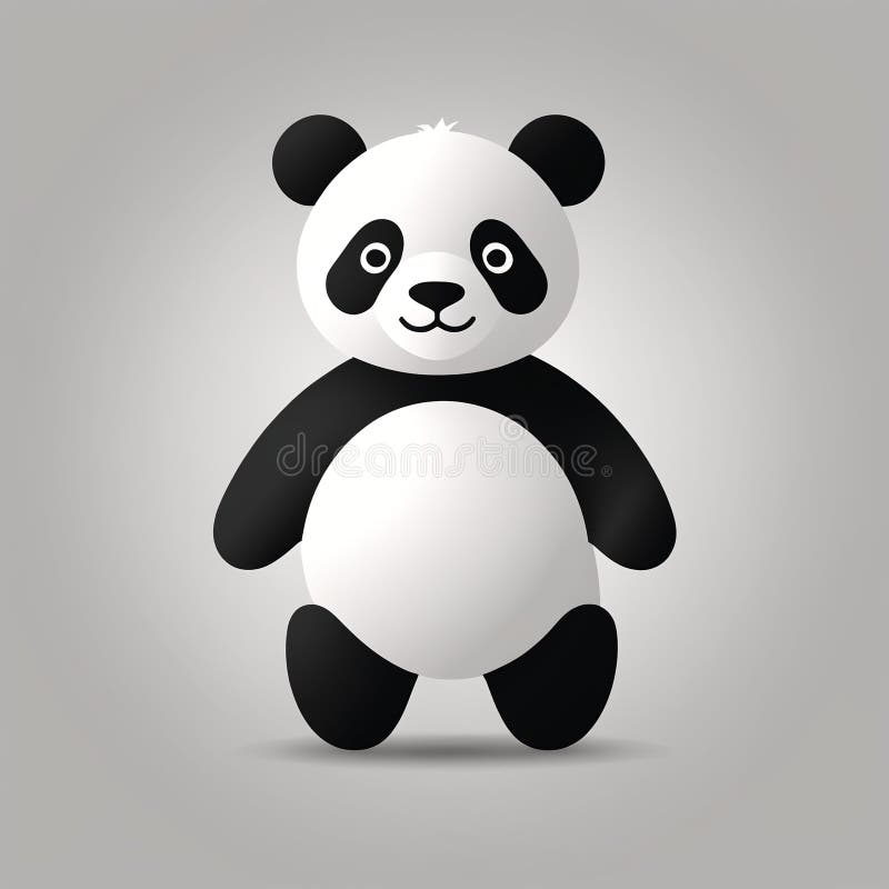 Monochrome Panda Icon Vector in Greyscale Stock Illustration ...