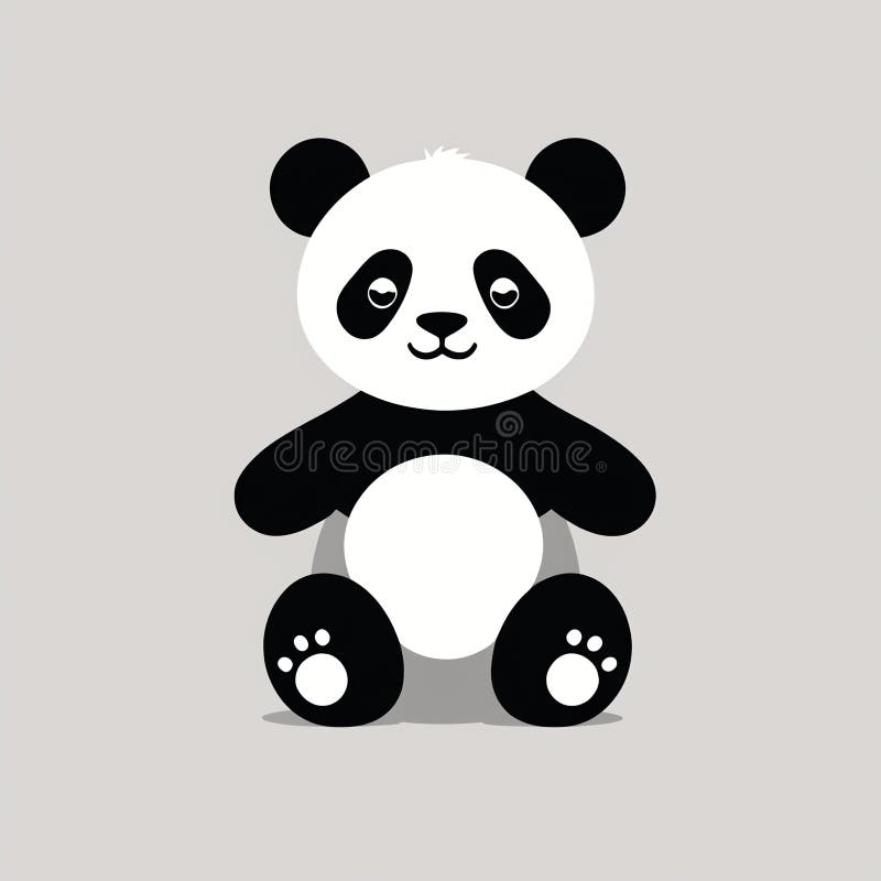 Monochrome Panda Icon Vector in Greyscale Stock Illustration ...