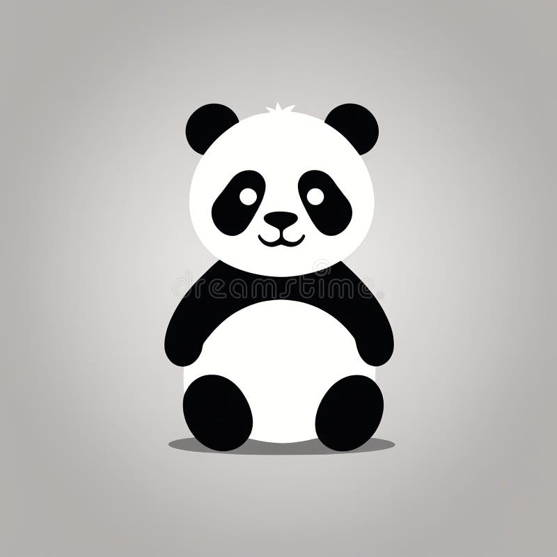 Monochrome Panda Icon Vector in Greyscale Stock Illustration ...