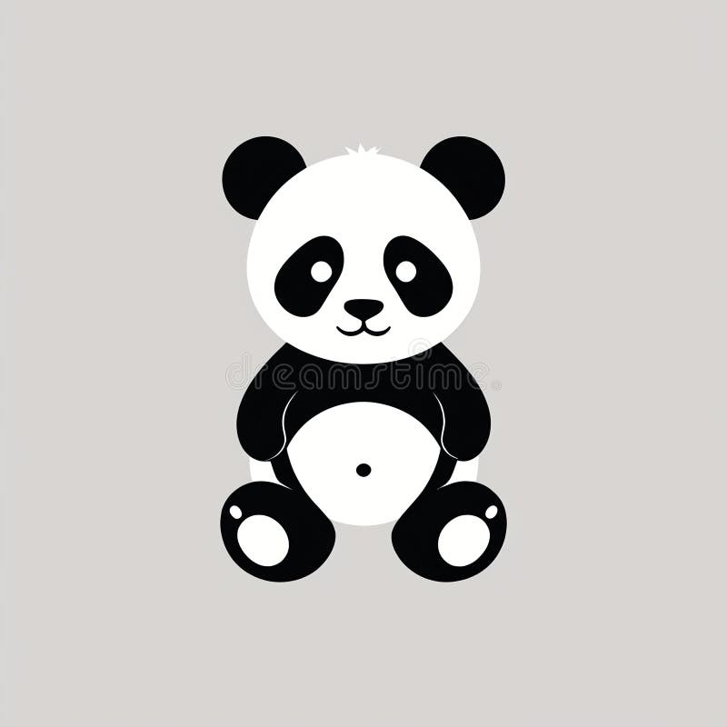 Monochrome Panda Icon Vector in Greyscale Stock Illustration ...