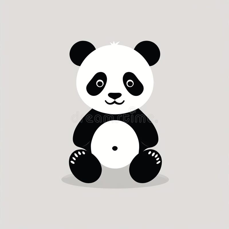 Monochrome Panda Icon Vector in Greyscale Stock Illustration ...