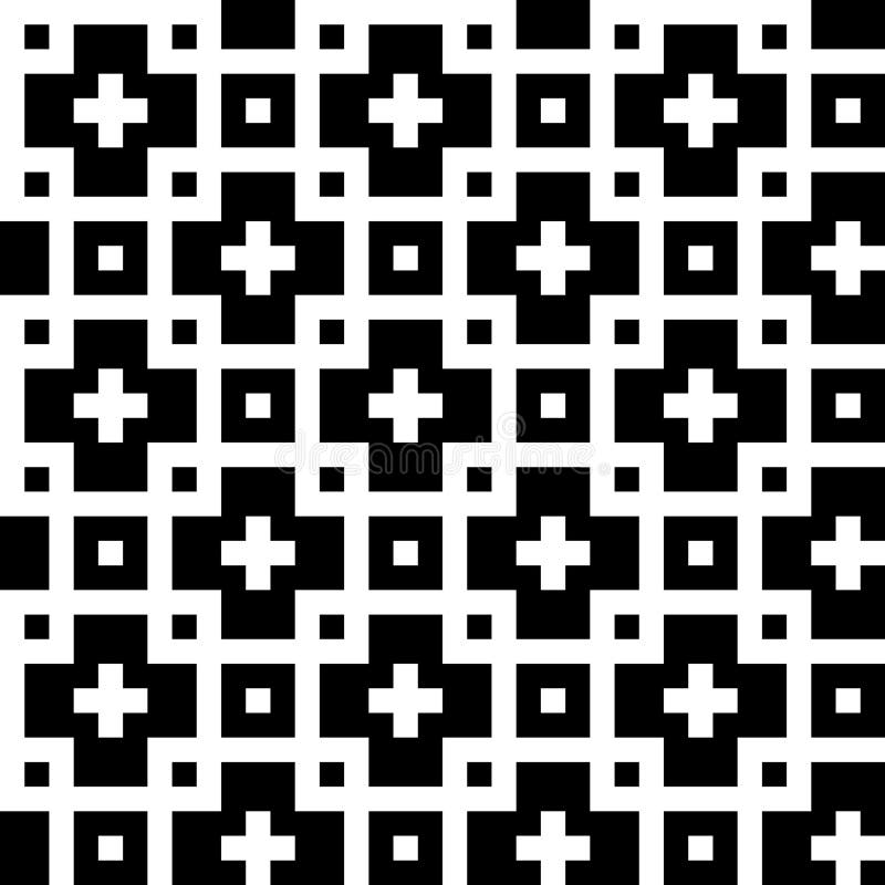 Monochrome Pattern with Alternating Crosses and Squares Creates a ...