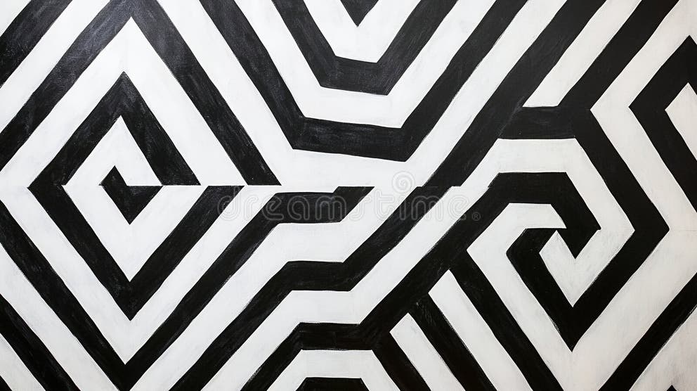 A Monochrome Pattern of Angled Stripes Creating a Maze Like Abstract ...