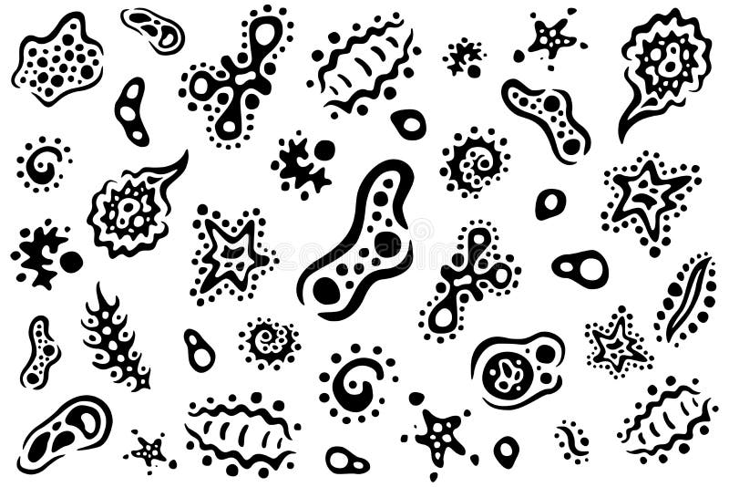 Spiral Bacteria Pattern Seamless Black Stock Vector - Illustration of ...