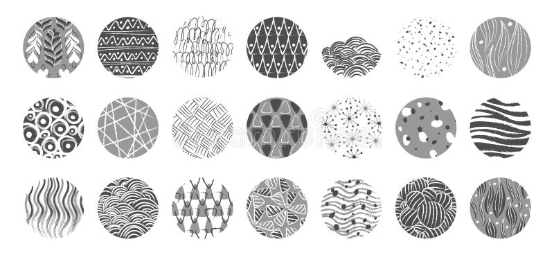 Monochrome Pattern. Black and Gray Doodle Circle Backgrounds Collection ...