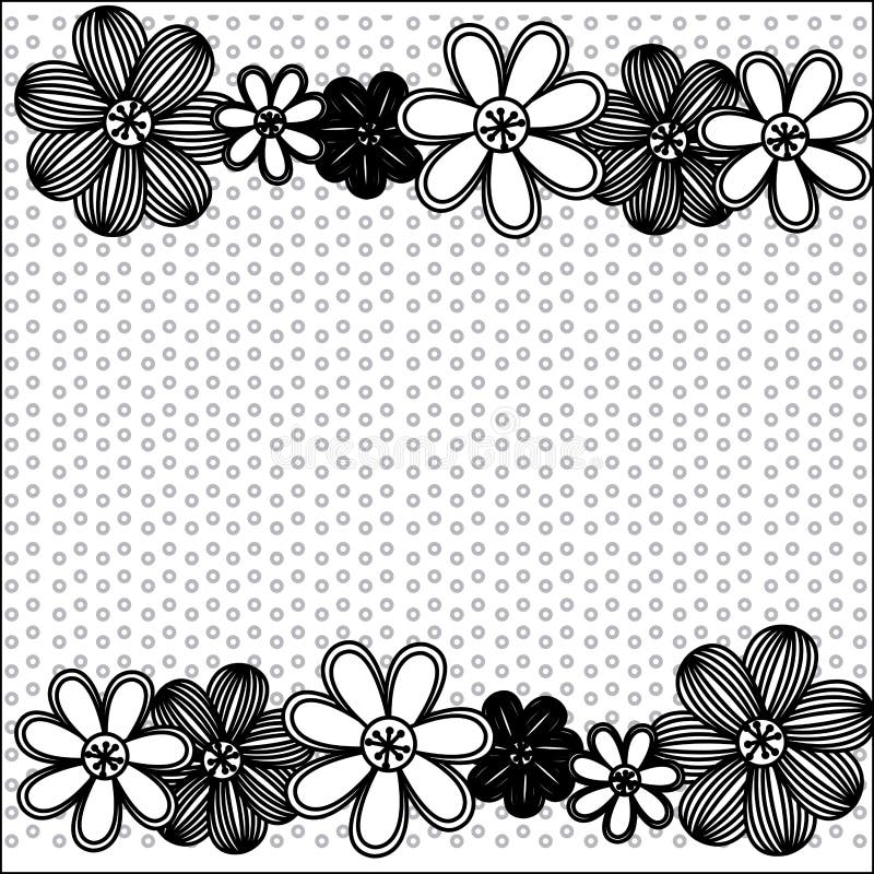 Monochrome Pattern Dotted with Row Flowers Background Stock ...