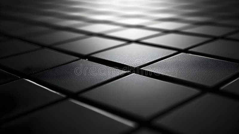Monochrome Perspective of Textured Black Grid Tiles, Evoking Simplicity ...