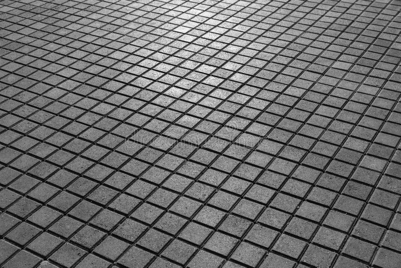 Monochrome Perspective View of Square Tile Pavement Stock Image - Image ...