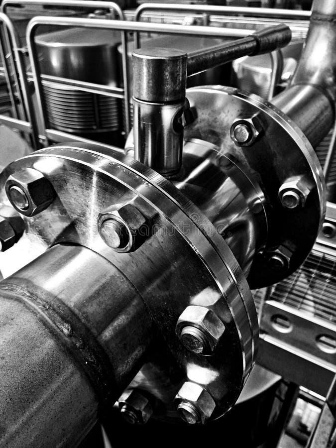 Monochrome Photo of a Complex Machine with Numerous Pipes Stock Photo ...