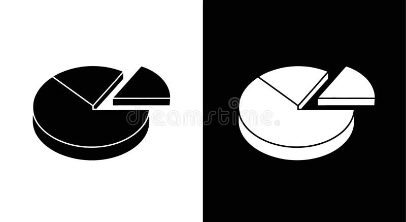 Monochrome Pie Chart Icons with Exploded Slice for Data Visualization ...