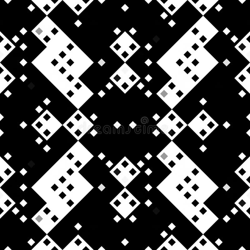 Monochrome Pixel Seamless Pattern. Geometric Retro Design in Retro ...