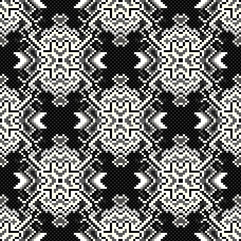Monochrome Pixels Geometric Abstract Seamless Pattern Stock Vector - Illustration of decoration ...