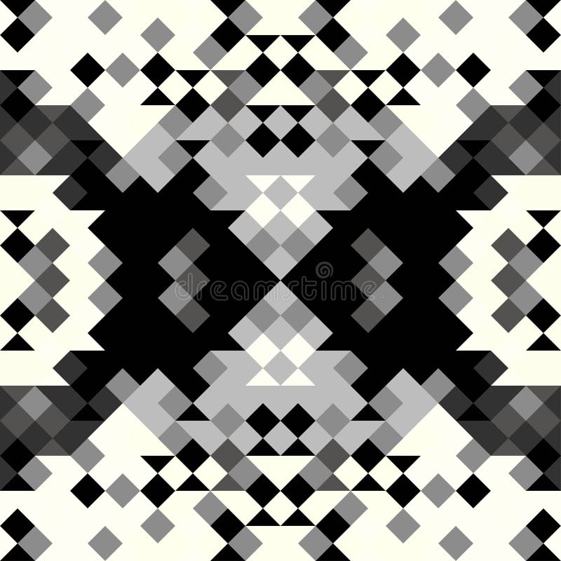 Monochrome Pixels Geometric Abstract Seamless Pattern Stock Vector - Illustration of decoration ...