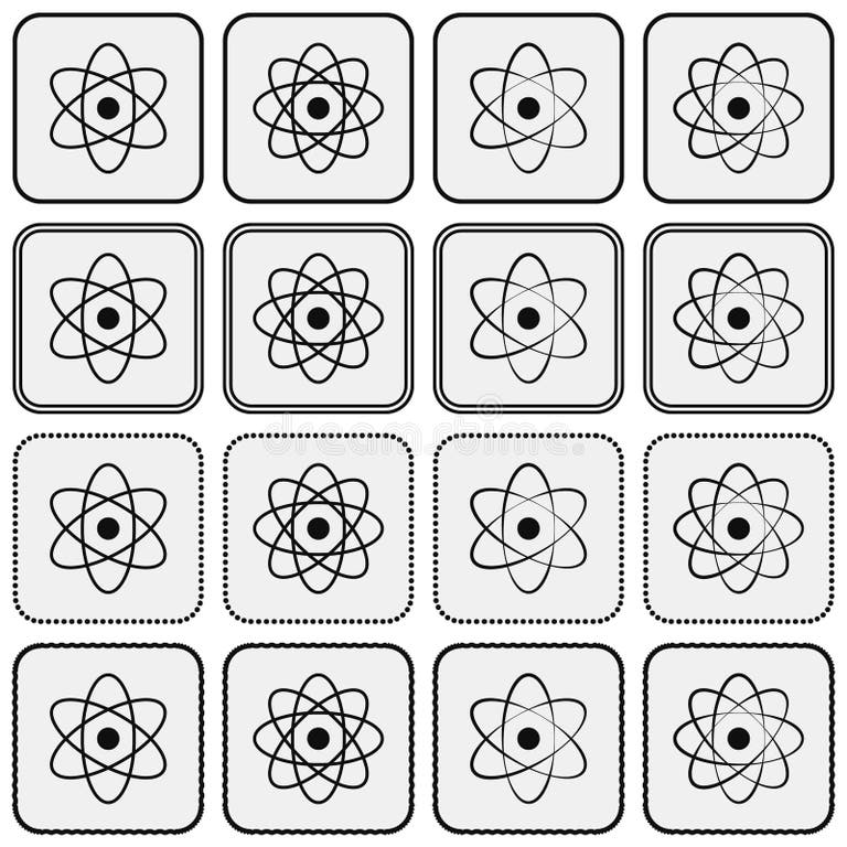 Monochrome Planetary Atom Model Science Icon Set Stock Vector ...