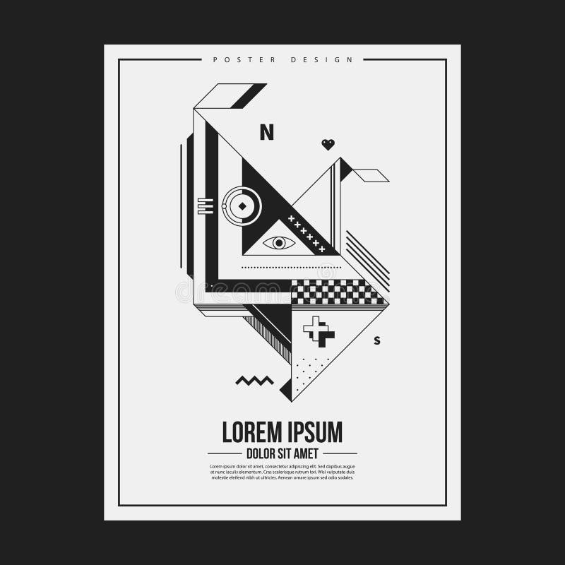 Monochrome Poster Template with Abstract Creature Stock Vector ...