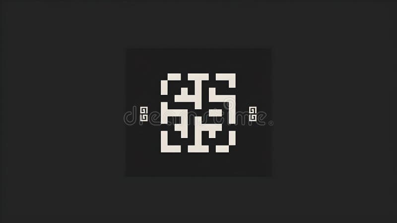 Black and White QR Code Centered on a Dark Background. Digital ...