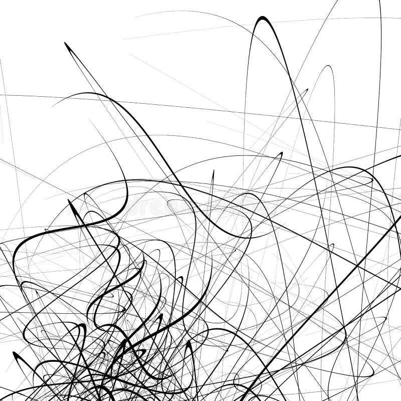 Monochrome Random Chaotic Squiggle Lines Abstract Artistic Patte Stock ...