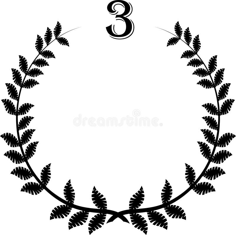 Monochrome Rank Round Frame of Laurel and Crown Stock Vector ...