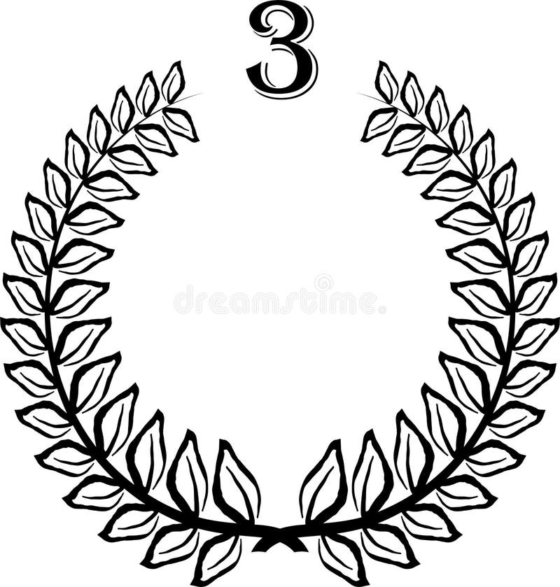 Monochrome Rank Round Frame of Laurel and Crown Stock Vector ...